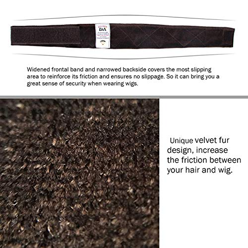 GEX Wig Grip Band Flexible Velvet Scarf Head Hair Band Wig Band with Adjustable Fastern (Dark Brown)
