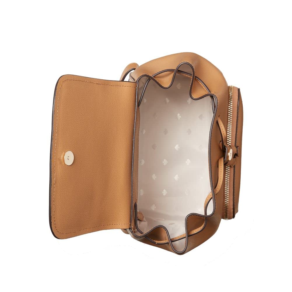 Kate Spade New York Darcy Flap Fashion Leather Backpack Medium, Light Brown