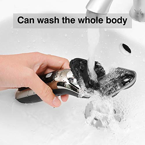 HATTEKER Mens Electric Shaver Razor Beard Trimmer Rotary Shaver Cordless Sideburn Trimmer Nose Trimmer Wet Dry Shaver Waterproof USB Rechargeable 3 in 1