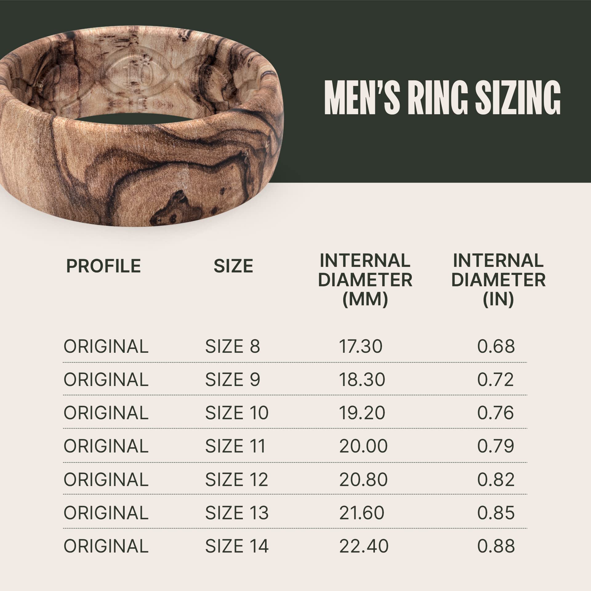Groove Life Nomad Burled Walnut Silicone Ring Breathable Rubber Wedding Rings for Men, Lifetime Coverage, Unique Design, Comfort Fit Ring - Size 10