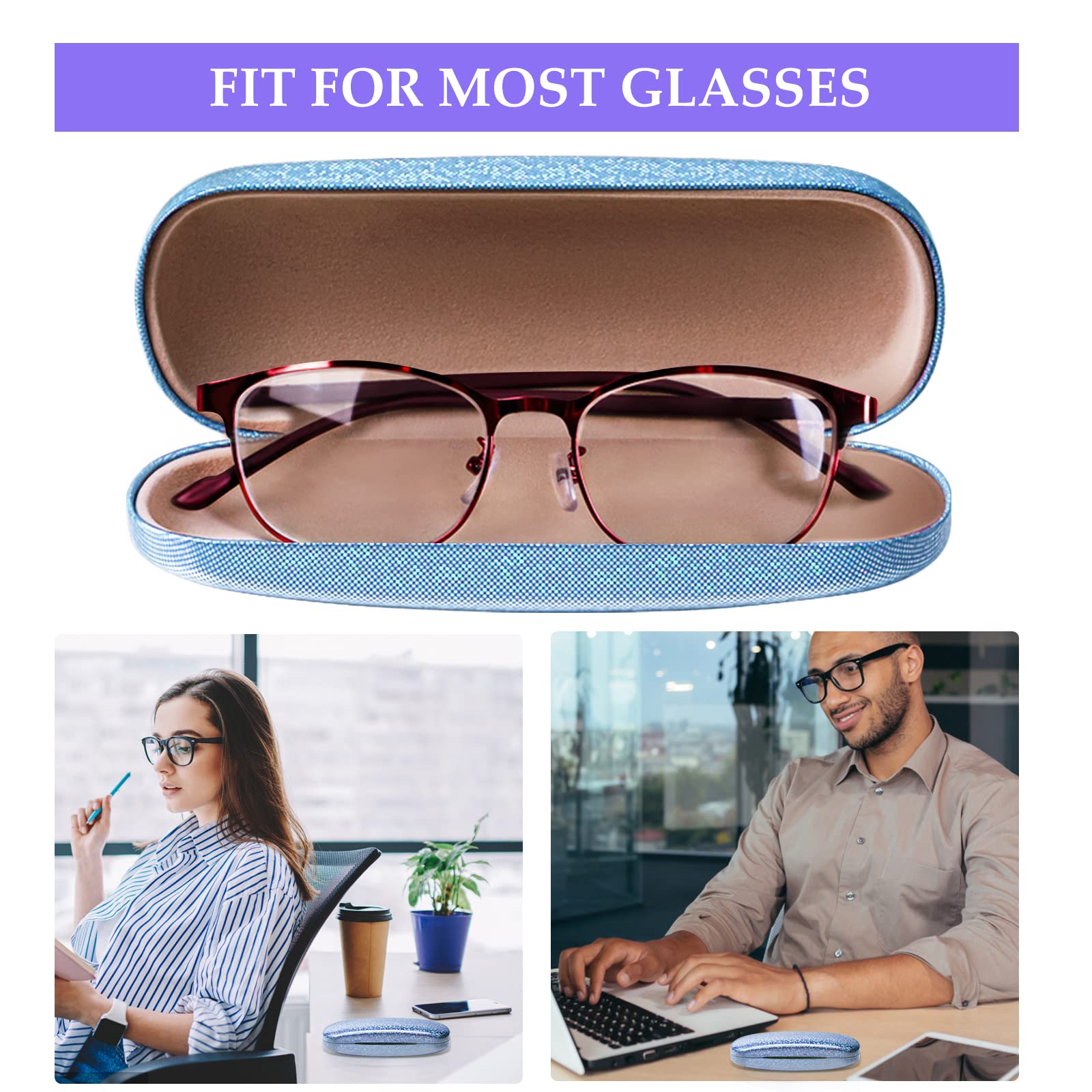 MBSCS 6 Pack Hard Shell Eyeglasses Glasses Case Shiny Glasses Protective Case for Eyeglasses