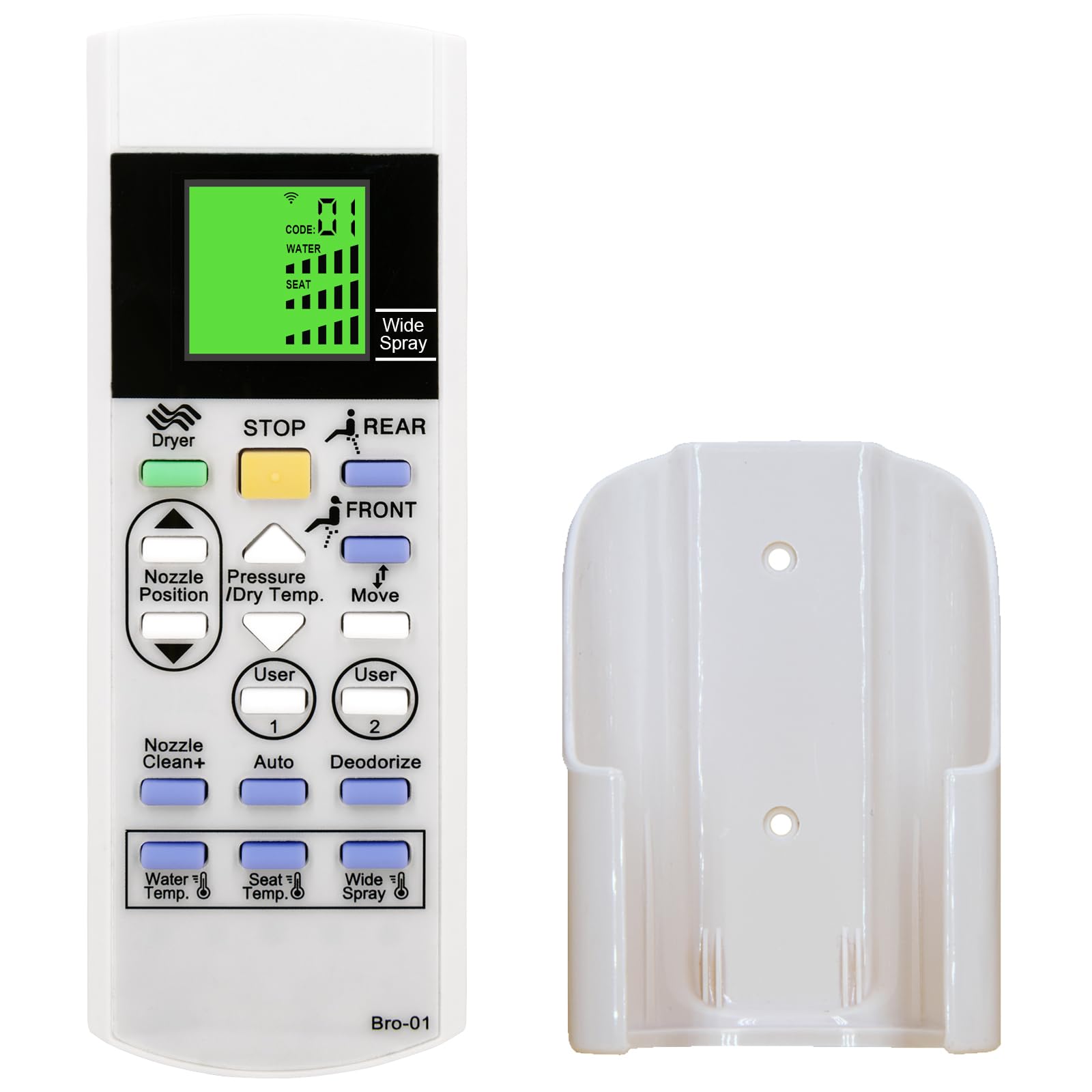 XIVUE Replacement Remote Control for Brondell Bidet Toilet Seat Swash S1200 (Also Work with S1400 S1000 S900 S300 CL825) with Mounting Bracket, White, B620240102B05(Bro-01_zhijia)