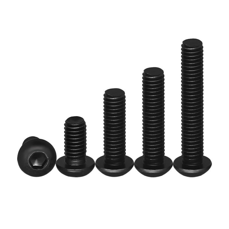 Hexagon Socket Screws Grade 10.9 Round Head Hexagon Socket Screws, high Strength Black pan Head Screws, Round Cup Bolts (Size : M5*12 5pcs)
