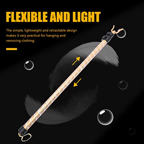 STOBOK 1pc Extendable Clothesline Closet Rod Extender Hanging Closet Pole with Hook Garment Retriever Telescoping Clothing Hanger Clothing Hook Pole for Closet Shelf Ceiling Gold Clothing Hanger