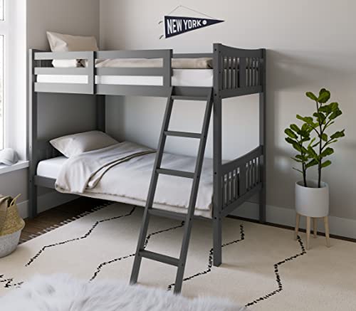 Storkcraft Caribou Twin-over-Twin Bunk Bed (Gray) β GREENGUARD Gold Certified, Converts to 2 individual twin beds