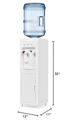 GOFLAME Water Cooler Dispenser Top Loading, Water Dispenser with Hot & Cold Water, Storage Cabinet, Child Safety Lock, Holds 3-5 Gallon Bottles for Home Office Dorm