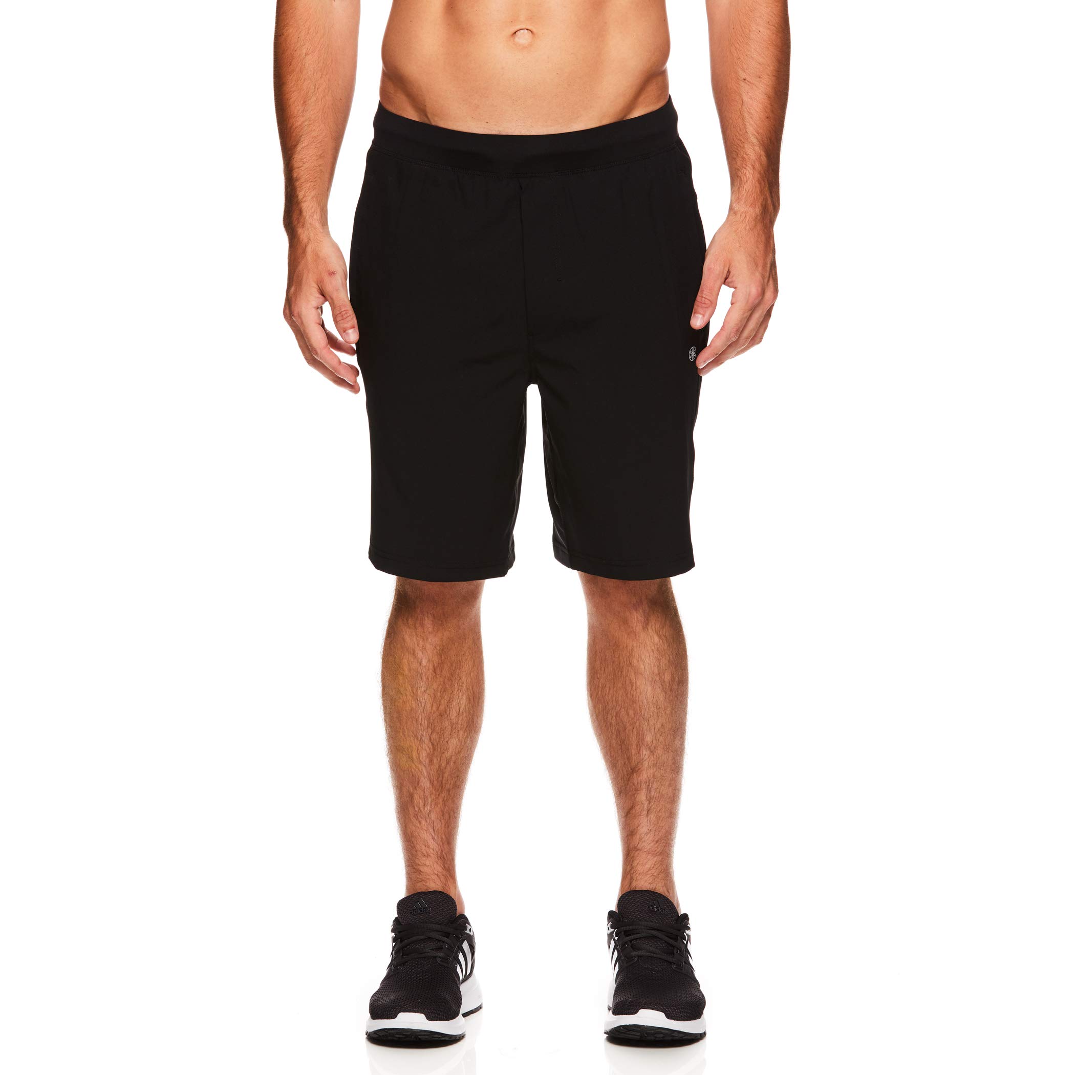 Gaiam Men's Yoga Shorts - Performance Heather Gym & Workout Short w/Pockets - Karma Black, Small