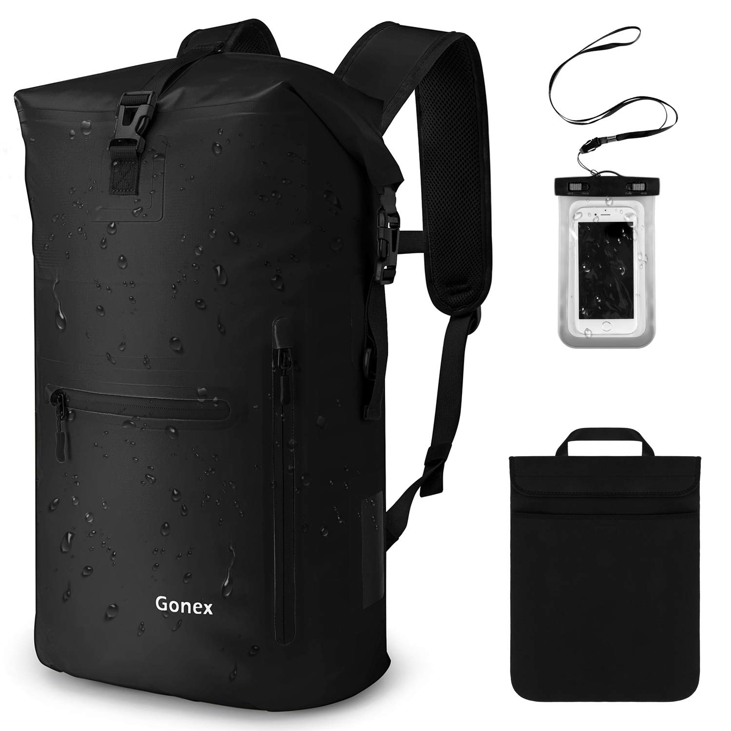 Gonex 35L Waterproof Backpack Floating Dry Bag Heavy Duty Travel Roll Top Bag with Ergonomics Design Padded Back Panel with Phone Case & Laptop Sleeve
