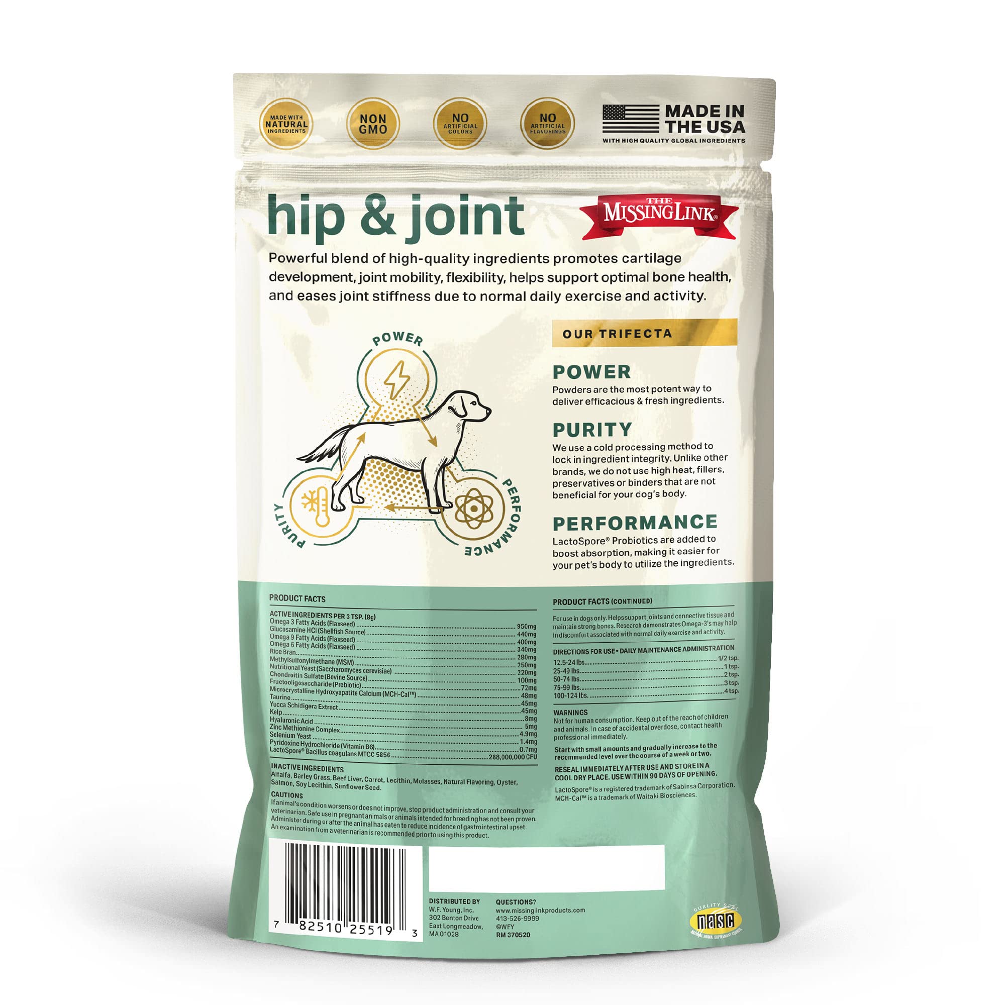 The Missing Link Hip & Joint Powder Supplement + Buddy Boost Honest to Goodness Dog Treats