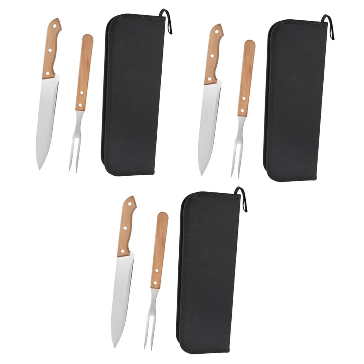 GANAZONO 3 Sets Barbecue and Fork Tools Brisket Slicing Knives for Slicing Meats Barbecue Kitchen Fork Kitchen Roast Fork Barbecue Supplies Wooden Handle Portable Travel