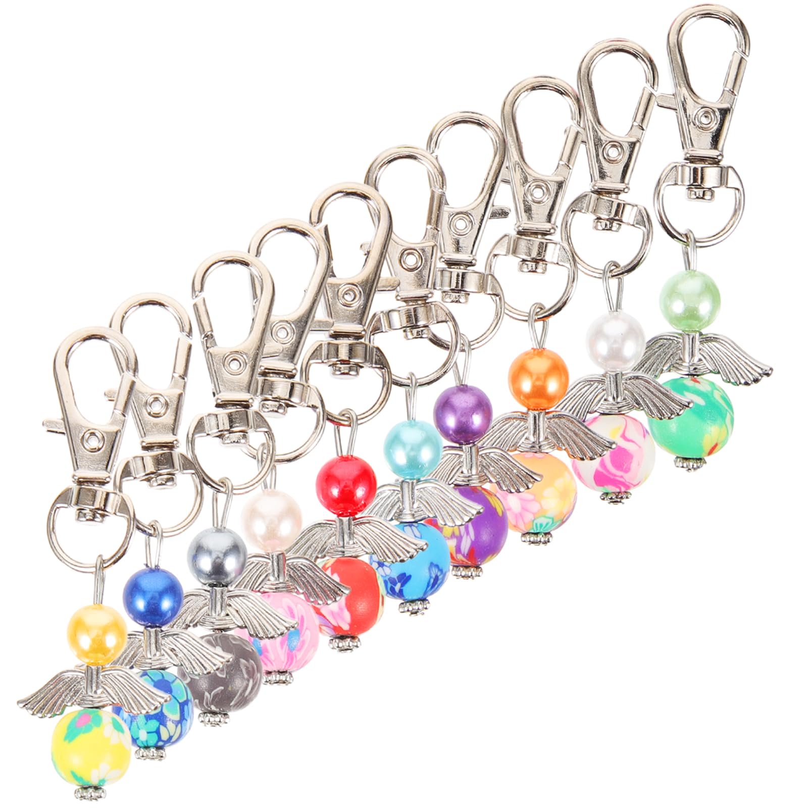 Generic 30pcs Angel Charm Keychain Pearl Angel Wings Thank You Gift Key Circle Baby Shower Welcoming Gifts with Tags Bags for Bag Pouch Purse Key Holders, 5.5x2cm (09F0320IL6)