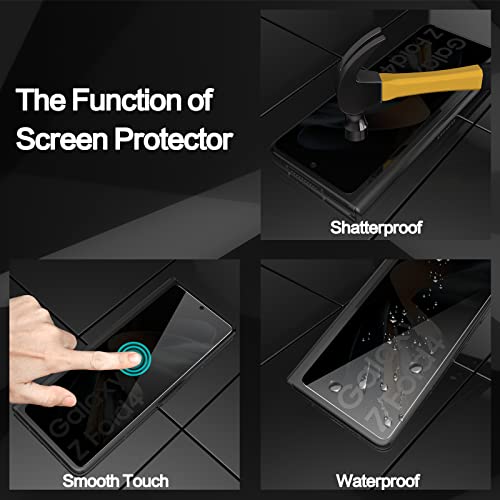 YWXTW Compatible for Front Samsung Galaxy Z Fold 4 Privacy Screen Protector, 2 Pack Anti Spy Tempered Glass with 2 Pack Camera Lens Protector, Anti Scratch, Bubble Free, Case Friendly