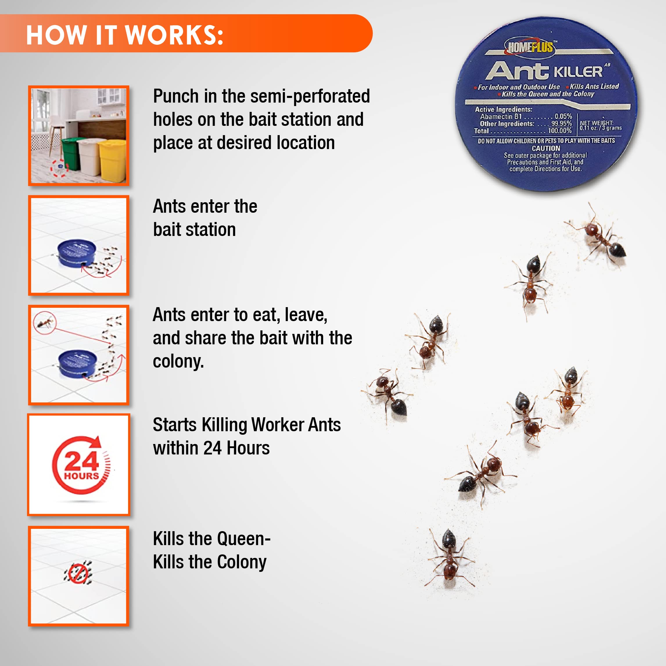PIC 4PK-Metal-AB Bait Stations Homeplus Ant Killer Metal Bait Stations, Indoor Ant Traps, Indoor Pest Control, Pack of 4