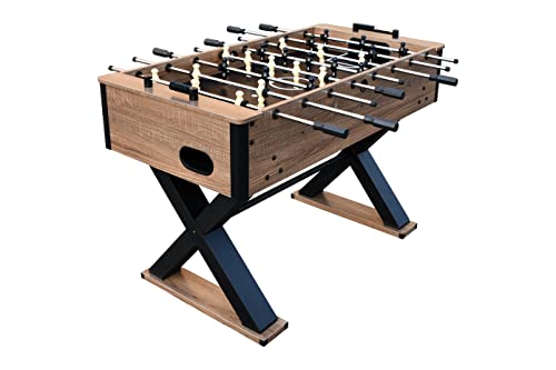 Hathaway Fullerton 48-in Foosball Table, Arcade Table Soccer for Game Rooms, Includes (2) 36-mm ABS Foosballs, Driftwood (BG50330)