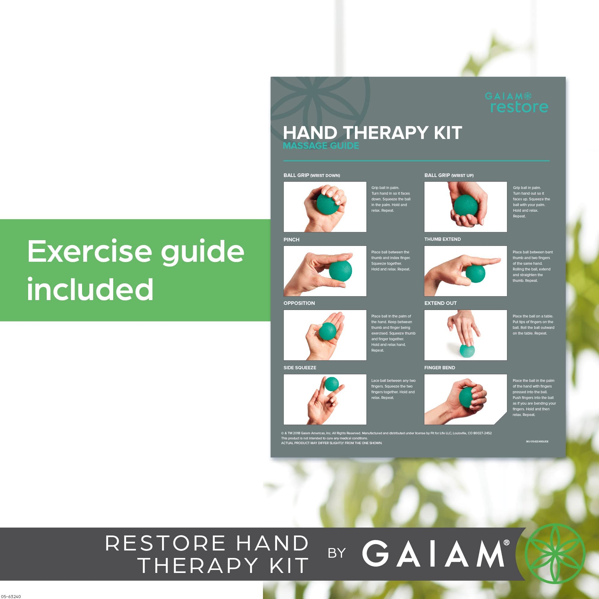 Gaiam Restore Hand Therapy Exercise Ball Kit - 3-Level Hand Grip Strengthener Massage Balls (Soft, Medium, Firm) for Physical Therapy & Hand Pain Relief, Ease Muscle Tension with Hand Balls - Set of 3
