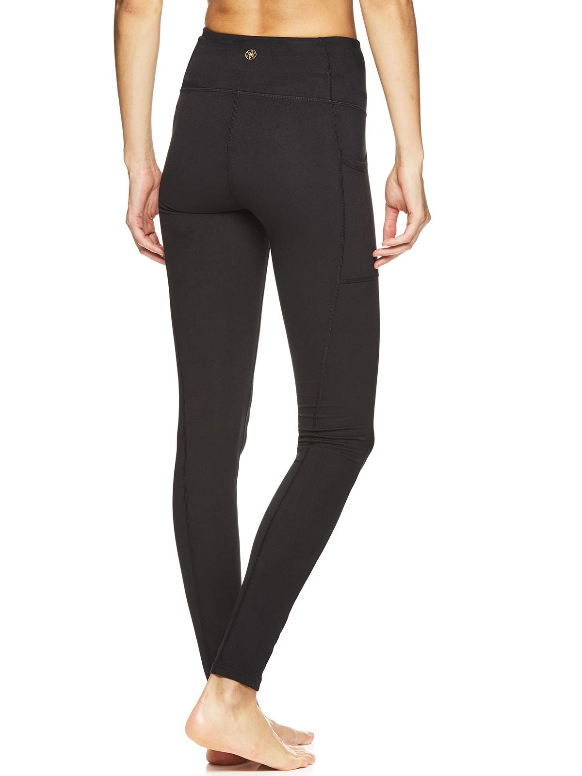 Gaiam Women's Om High Rise Waist Yoga Pants - Performance Spandex Compression Leggings - Hi Rise Relax Black, Medium