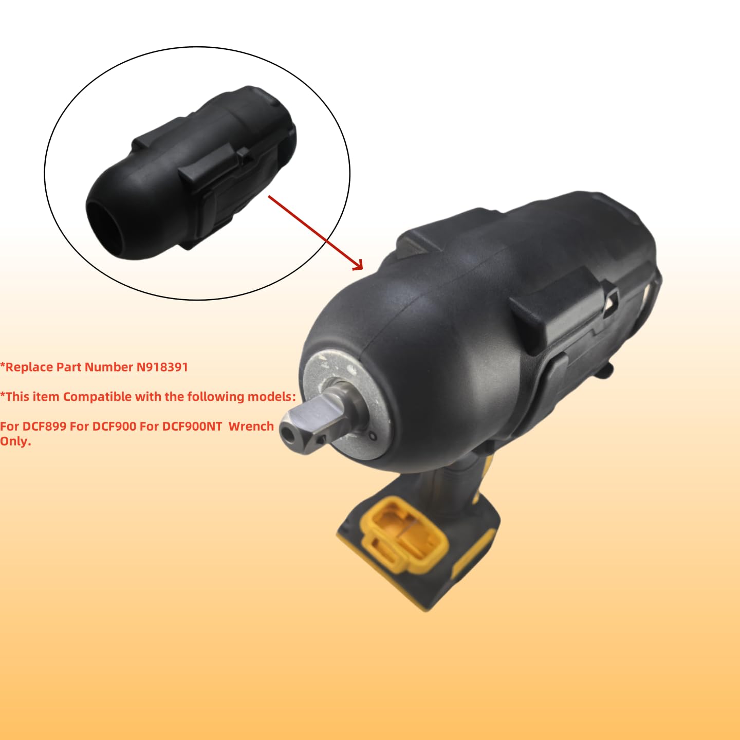 SAMOPH N918391 impact drill protective cover is suitable fits 1/2 inch impact wrenches and is compatible with Dewei DCF899, DCF900, and DCF900NT impact wrenches 