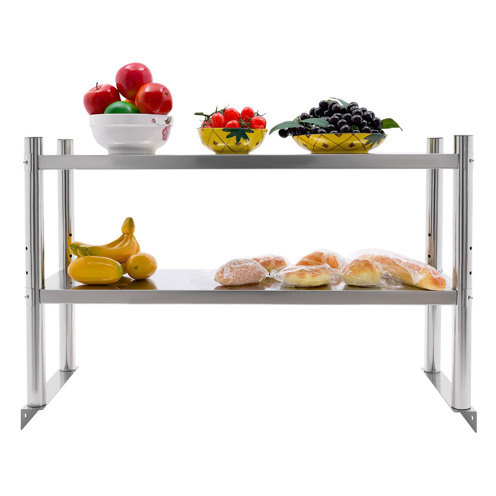 Rosyouth 2 Tier Stainless Steel Shelving, Adjustable Storage Shelf Metal Storage Rack, 12" x 36" Multipurpose Metal Storage Utility Rack Shelf for Laundry Garage Bathroom Pantry Closet Office