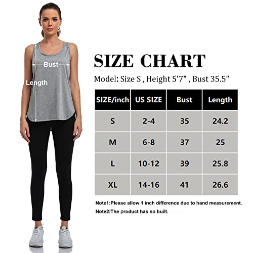 Heyitsmee Workout Tops Sleeveless Mesh Racerback Shirts for Women Athletic Activewear Yoga Gym Tank (Large, Black/Grey)