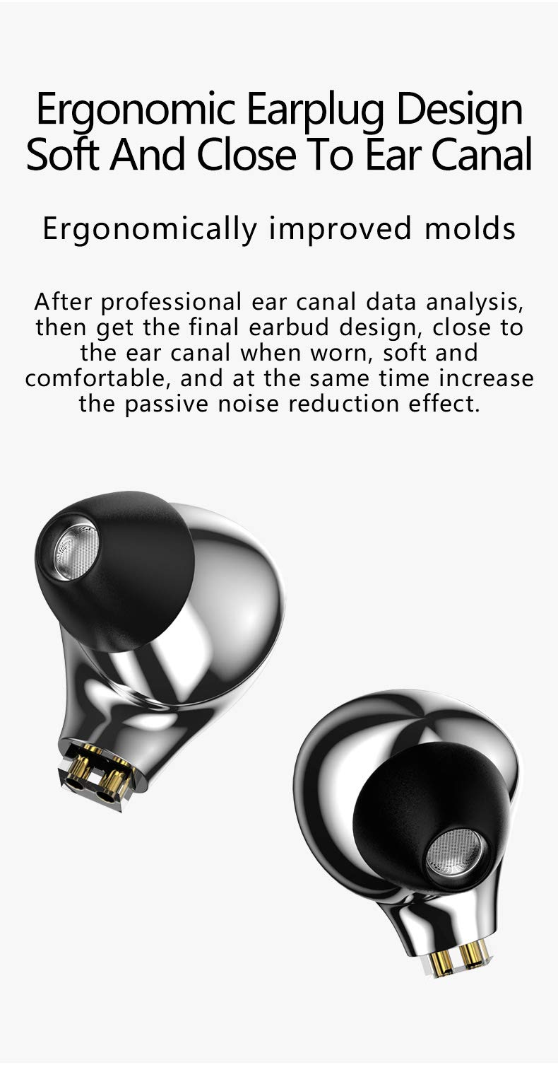 H HIFIHEAR BLON BL03 in Ear Earphone,10mm Carbon Diaphragm Dynamic Drive in Ear Earphone, Metal Shell Bass HiFi DJ in Ear Monito with 2pin Detachable Cable
