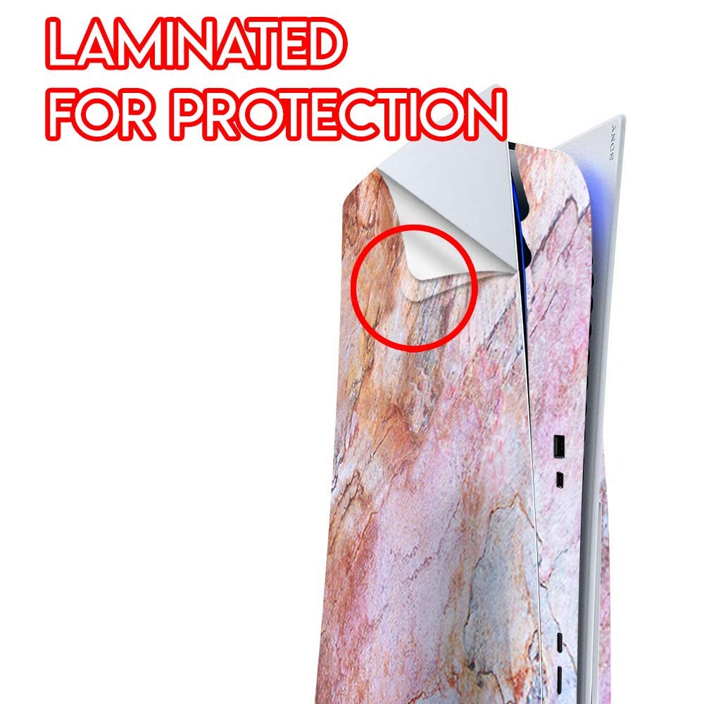 ITS A Skin Skins Compatible with Sony Playstation 5 Console Disc Edition - Protective Decal Overlay Stickers wrap Cover - Rose Peach Pink Marble Pattern
