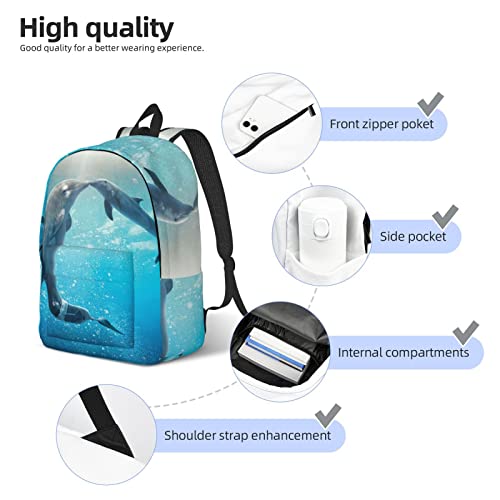 VGFJHNDF winter the dolphin print Canvas Backpack,Durable Canvas Backpack for Any Adventure