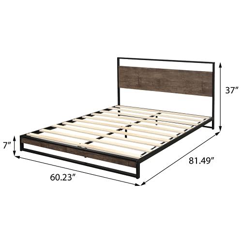 FUZOFUIZ Metal Queen Bed Frame with Wood Slats Support, Solid Construction,No Box Spring Needed, Easy Assembly