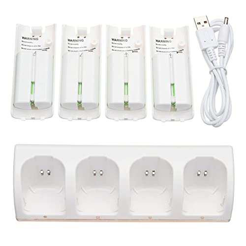 Kavolet Wii Charging Station, 4 Rechargeable 2800mAh Batteries and Wii Cell Charging Dock Stand, for Wii Remote N-Switch Accessory