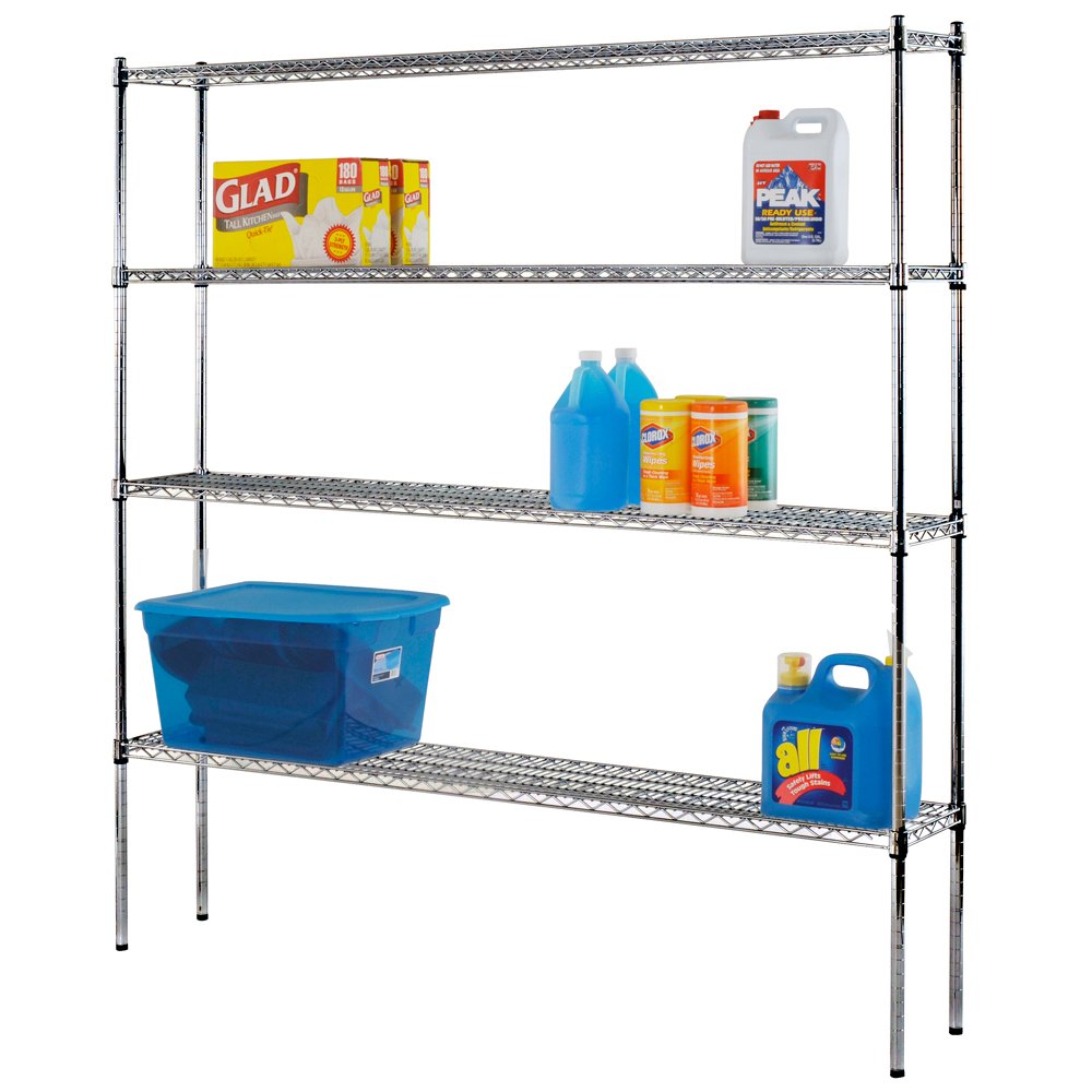 Sandusky Lee WS721274-C Industrial Welded Wire Shelving, 72" Width x 74" Height x 12" Depth, Chrome