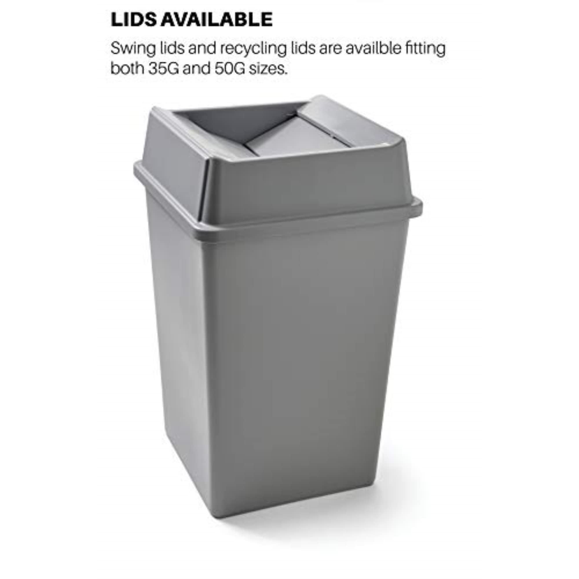 Rubbermaid Commercial Products Untouchable Square Bottle/Can Recycling Lid for 35G & 50G Containers, Blue Recycling