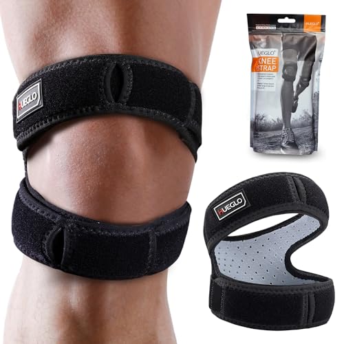 HUEGLO Patella Knee Strap for Knee Pain Relief,Knee Brace Support for Tendonitis,Osgood schlatter,Arthritis, Patellar Tendon Support Strap for Meniscus Tear,Runners,MCL,ACL,12"-18",1 Piece