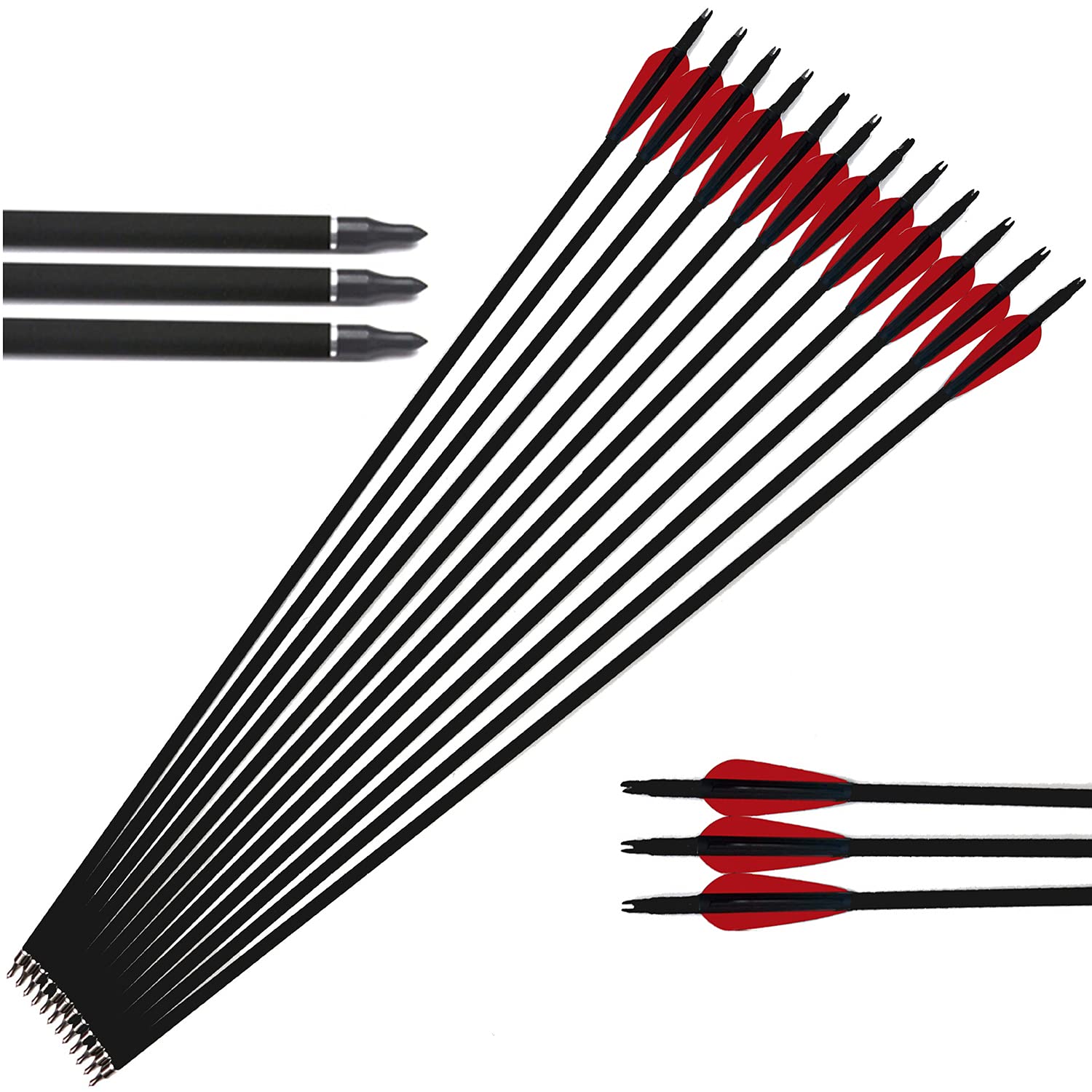 Gpoizmo 30 Inch Carbon Fiber Hunting Archery Arrows Target for Compound Bows& Recurve Bows with Removable Tips to Improve Practice Tips for Arrows