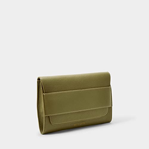KATIE LOXTON Lila Envelope Closure Medium Womens Vegan Leather Clutch Purse Handbag Olive Green