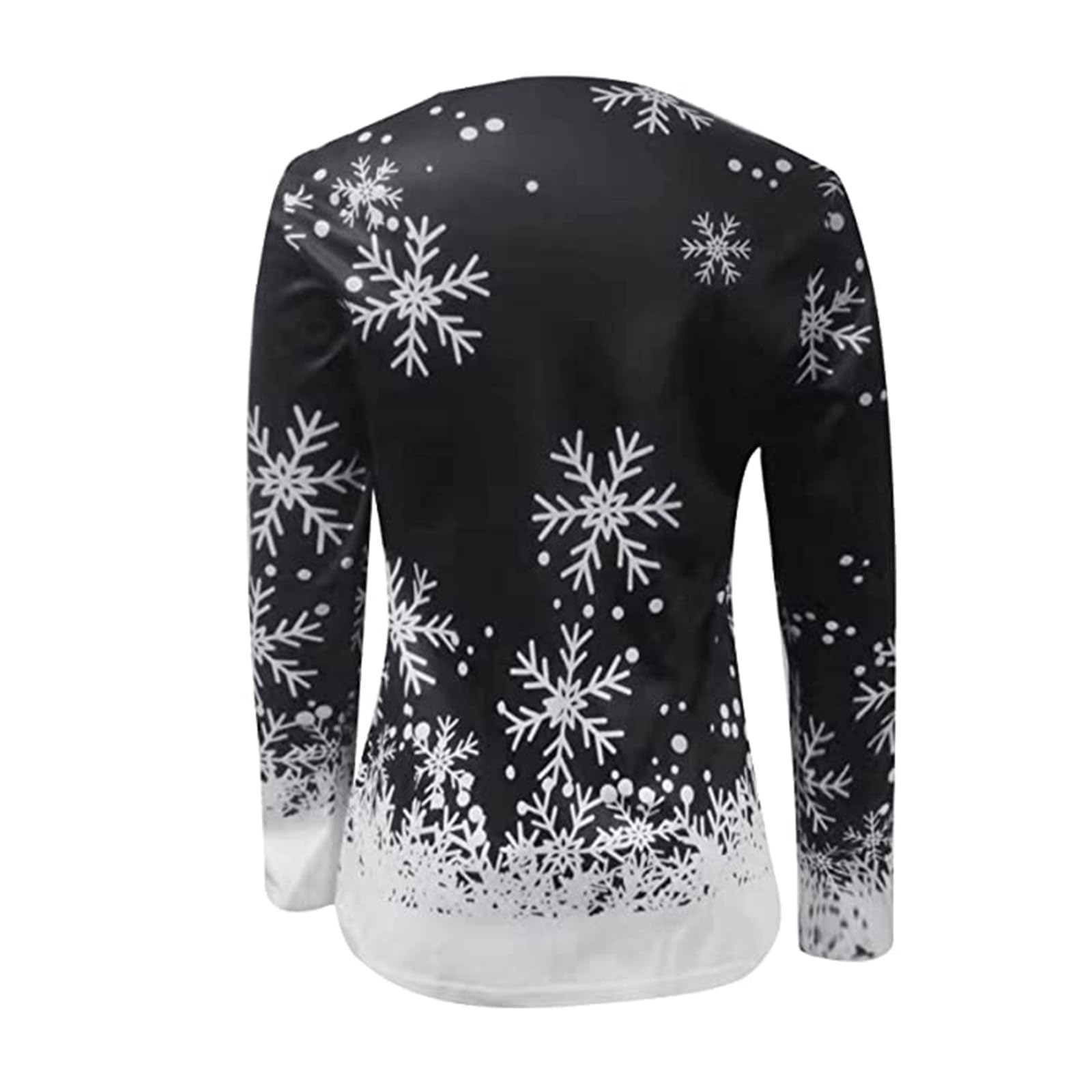 jovati Christmas Sparkly Snowflake Print Tops,Women V Neck Long Sleeve Tshirts Casual Plus Size New Year Party Sweatshirt