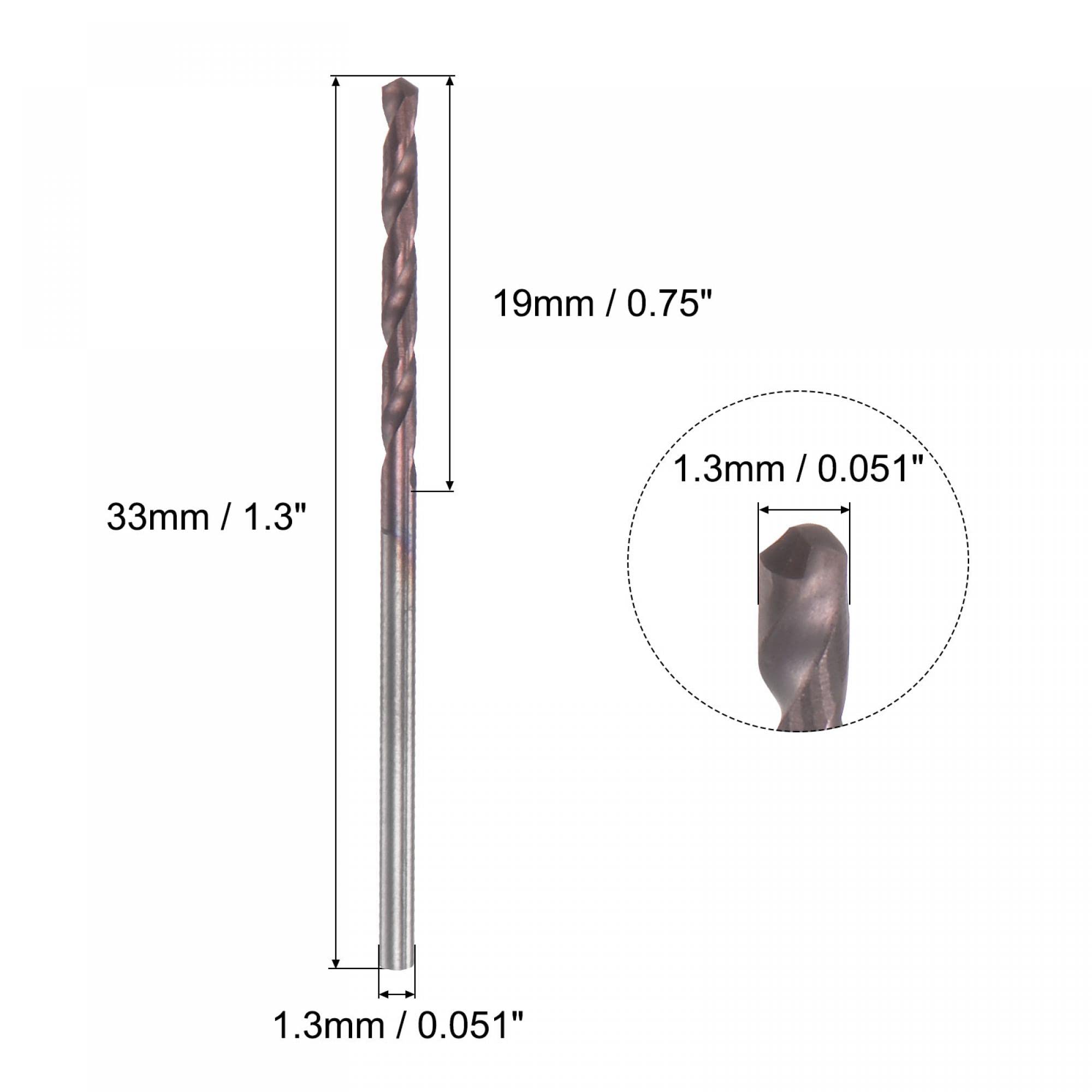 uxcell Carbide Twist Drill Bits 1.3mm, DIN K45 Tungsten Carbide AlTiSin Coated Jobber Drill Bits Straight Shank Drilling Cutter for Stainless Steel Alloy Steel