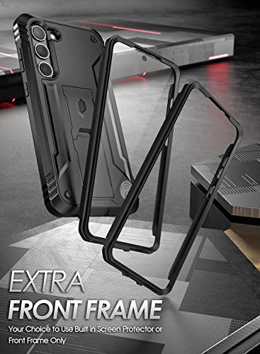 Poetic Revolution Case for Samsung Galaxy S23+ Plus 5G 6.7" (2023), Built-in Screen Protector Work with Fingerprint ID, Full Body Rugged Shockproof Protective Cover Case with Kickstand, Black