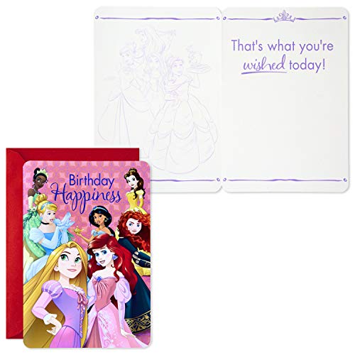 Hallmark 13" Large Disney Princess Gift Bag with Birthday Card and Tissue Paper (Ariel, Belle, Rapunzel, Cinderella and More)