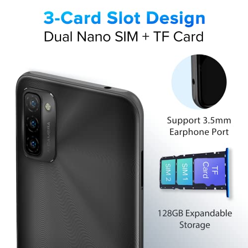 Ulefone Note 12 Unlocked Cell Phone, 4G Unlocked Smartphone, 6.82β Ultra-Large Screen with Slim Structure, 7700mAh Battery, 4+128GB, 3-Card Slot, Face Unlock/Fingerprint Recognition, Black