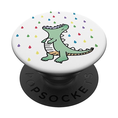 Rainbow Dinosaur Illustration Design Phone Popper PopSockets Standard PopGrip