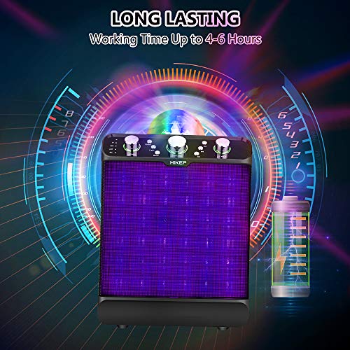 HIKEP Bluetooth Karaoke Machine with Disco Lights, Portable PA System Speaker for Kids Adults with Wireless Microphone for Home Karaoke Activities, Black