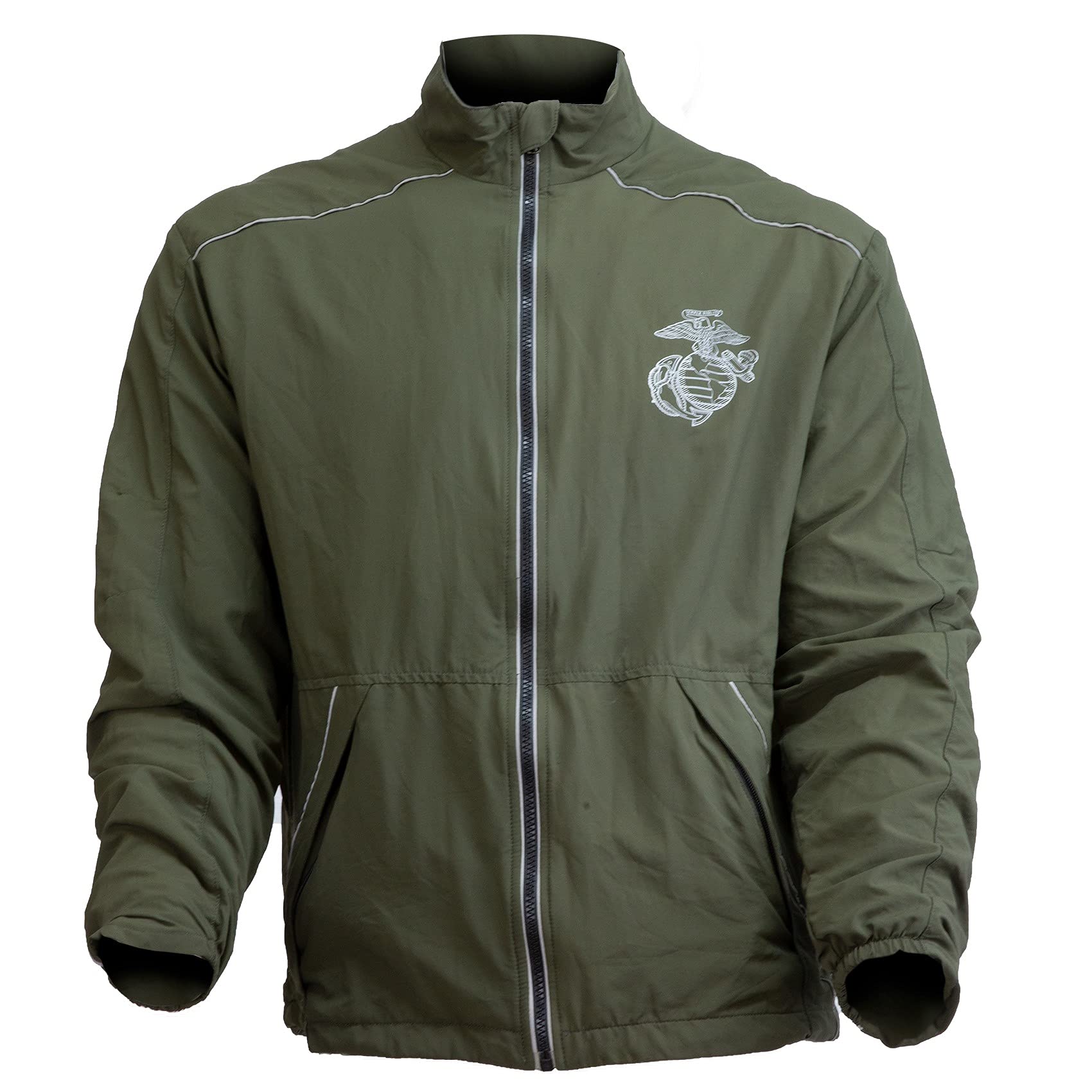 Genuine Issue GI NB US Mens USMC Physical Training Jacket, Moisture Wicking, Lightweight, Water Resistant, Olive Drab, Made in USA… Medium Short NB USMC Jacket 0