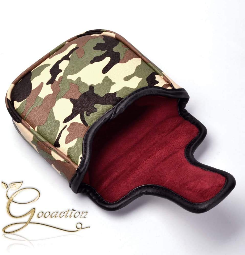GOOACTION Camo Square Golf Club Heel Shafted Mallet Putter Cover Magnetic Closure Design Camouflage Green Creative Pattern Leather Putters Headcover