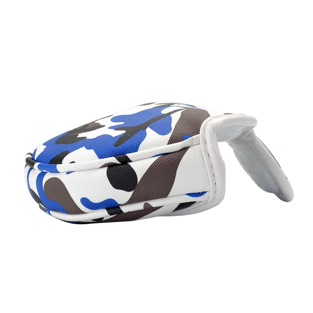 GOOACTION Camo Blue Golf Small Mallet Putter Head Cover Magnetic Closure Camouflage Print Synthetic Leather Mini Putters Club Headcover Protector