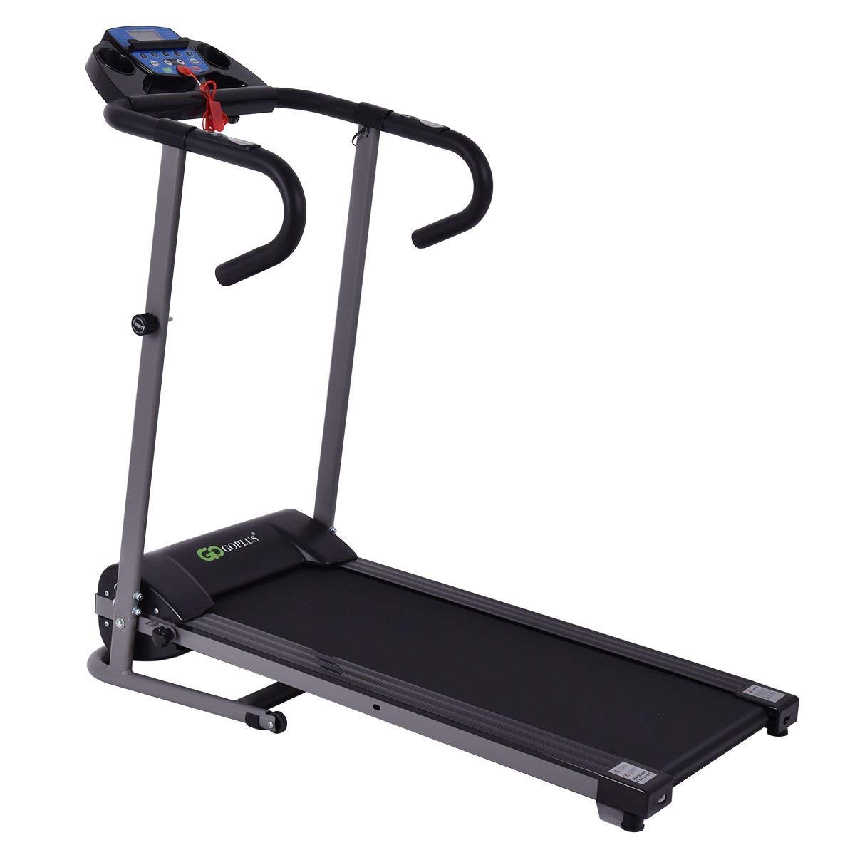 Goplus 1100W Folding Treadmill Electric Motorized Power Fitness Running Machine with LED Display and IPAD Support Perfect for Home Use(Black)