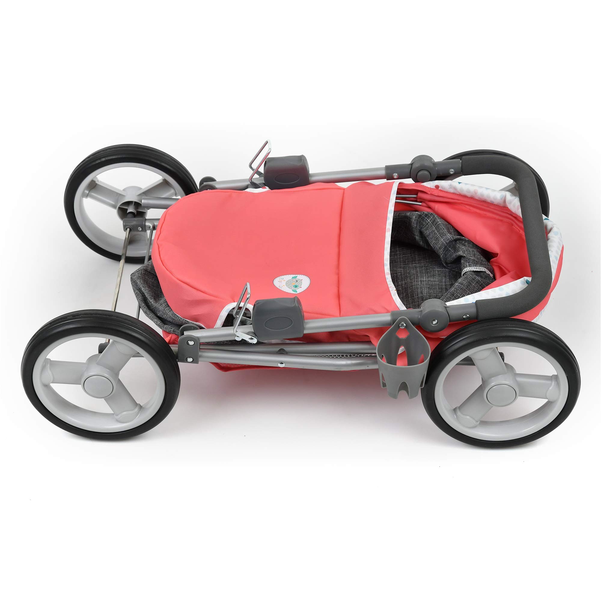 Hauck Play n Go Angie Doll Pram with Large Wheels, Retractable Canopy, Cup Holder and Carry Bag, Multi