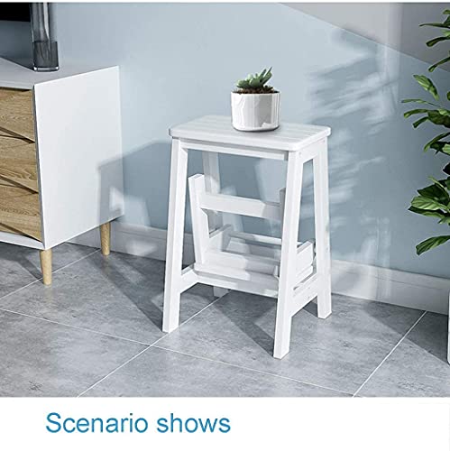 HCGZ Wooden Step Stool Step Small Foot Stair Seats Shelf Stepladder Solid Wood Widened Safety Foldable Shelving Ladder Portable Flower Rack Kitchen