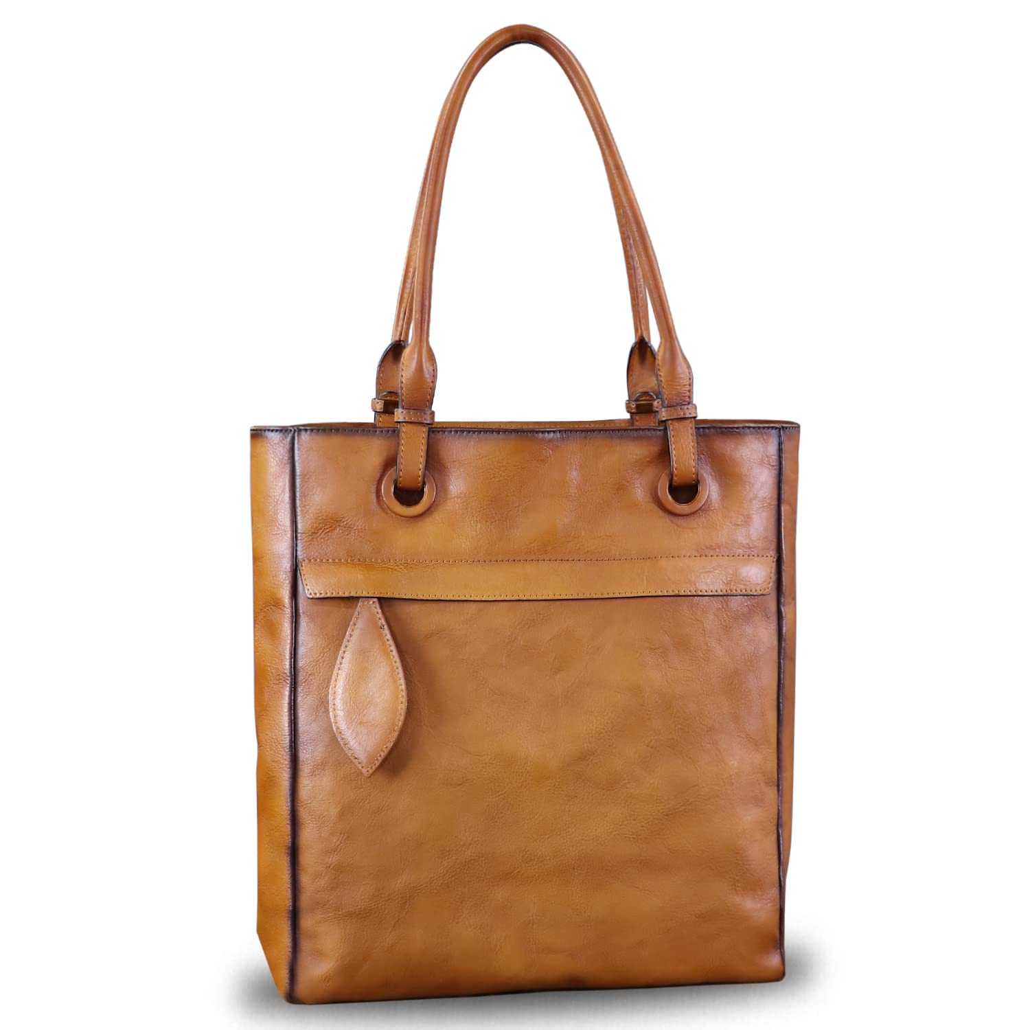 Genuine Leather Handbag Purses for Women Top Handle Bag Lady Work Tote Bags Retro Satchel (Darkgrey)