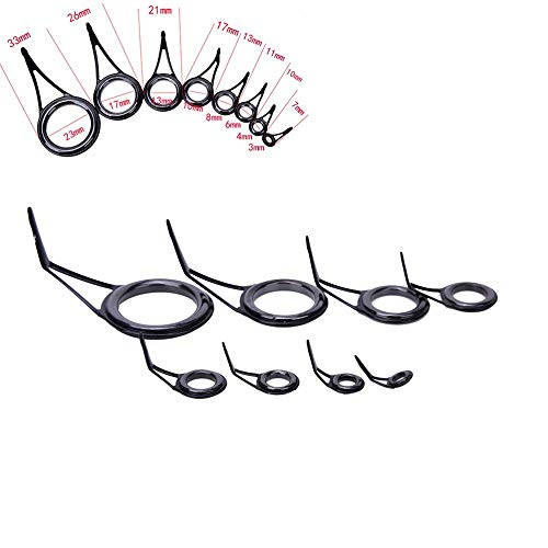 INFFIT 8 Piece Fishing Rod Guide Tip Top Ring Round Rod Repair Kit Fishing Accessories Tools