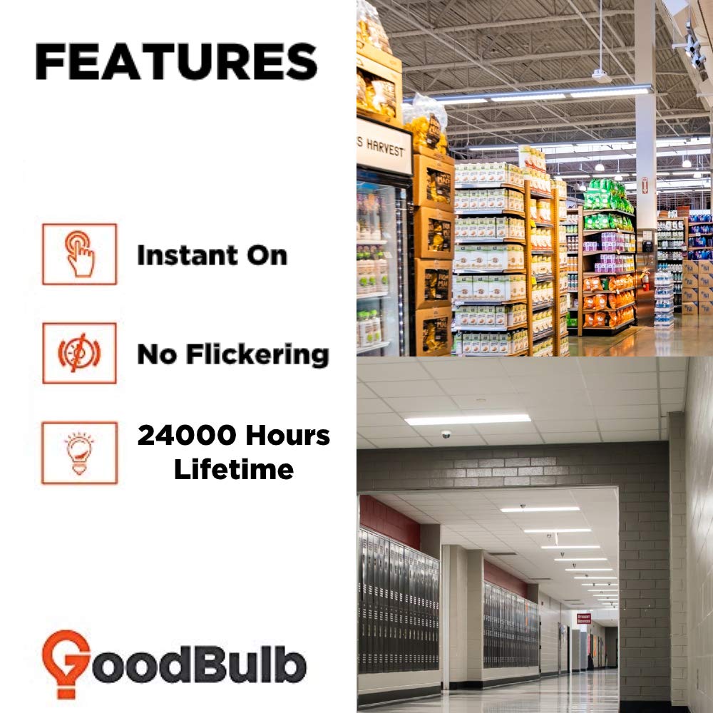 GoodBulb 48-Inch T8 Fluorescent Light Bulbs 32-Watt, 5000K Daylight White Color, 2900-Lumens, G13 Medium Bi-Pin Base (Pack of 25 Bulbs)