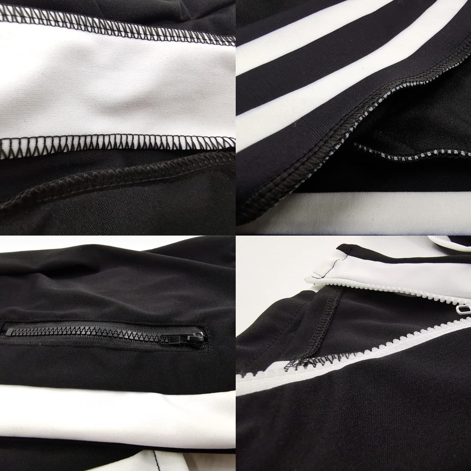 KEYUFANG Off The Shoulder Sweatsuit for Women-Jogging Suits Striped Zipper Jackets+Side Slit Pants Tracksuit Blue White